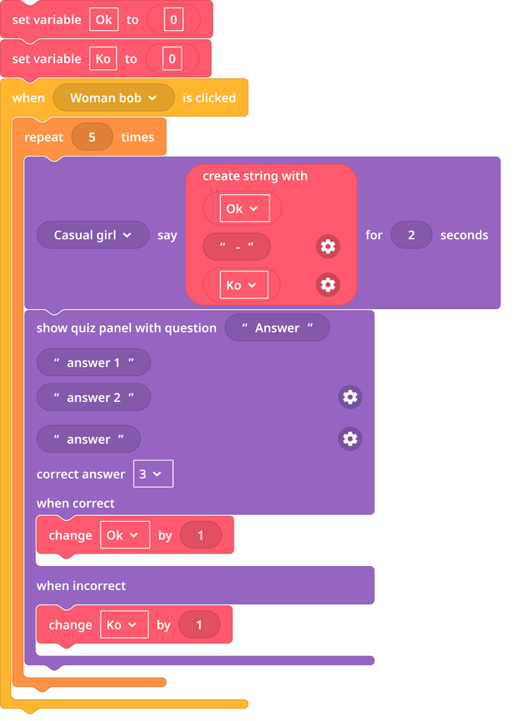 Show quiz panel and variables - CoBlocks - Delightex Edu Forum