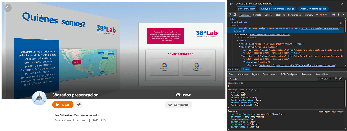 Skipping the play screen in iframe - Delightex Edu Forum